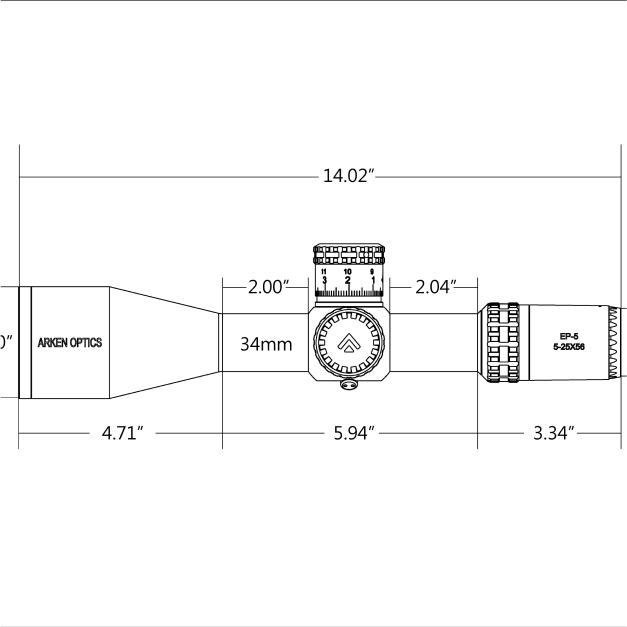 Arken Optics EP5 5-25X56mm FFP MIL VPR Reticle | Grizzly Precision Arms